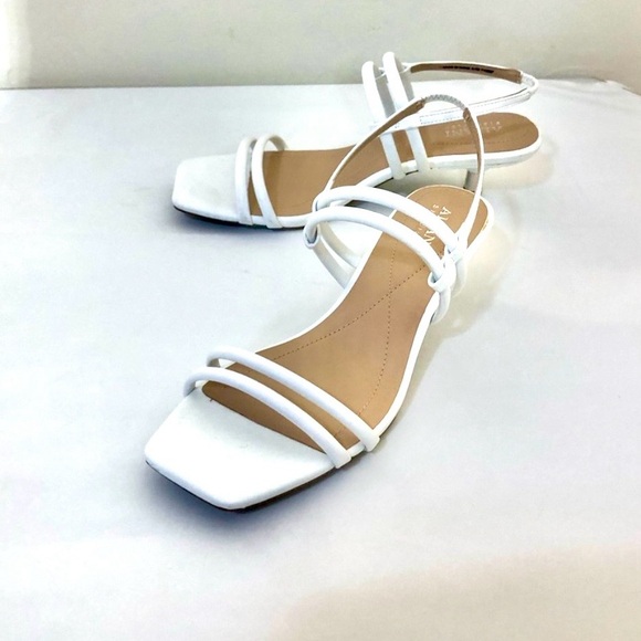 Alfani | Shoes | Alfani Sz 85 White Strappy Low Kitten Heel Open Toe ...